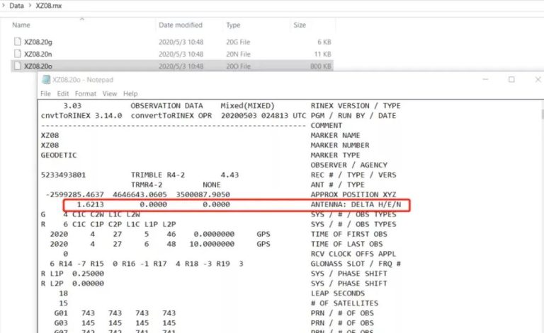 天宝Trimble TBC GNSS RINEX文件中GNSS天线量高方式 – 【学测量】零基础懂测量